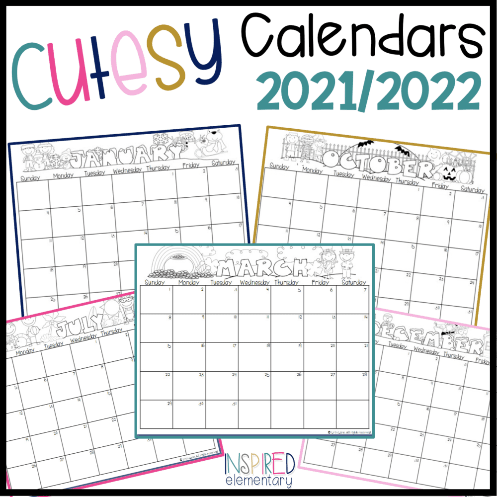 Cutesy Calendar FREEBIE! · Inspired Elementary