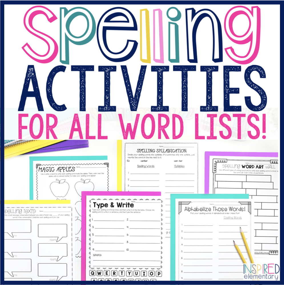 SPELLING ACTIVITIES - NO PREP - For ALL Word Lists (10, 15, 20 & 25 ...