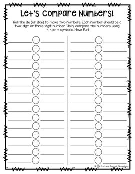 Worksheets Comparing Numbers With Dice Subitising Number Match|EYFS