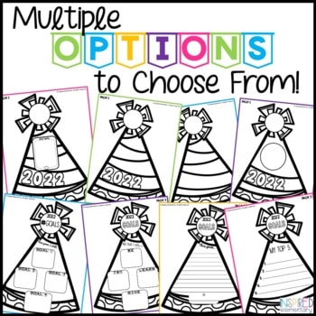 New Years 2022 Goals Hats 3D Writing Activity · Inspired Elementary