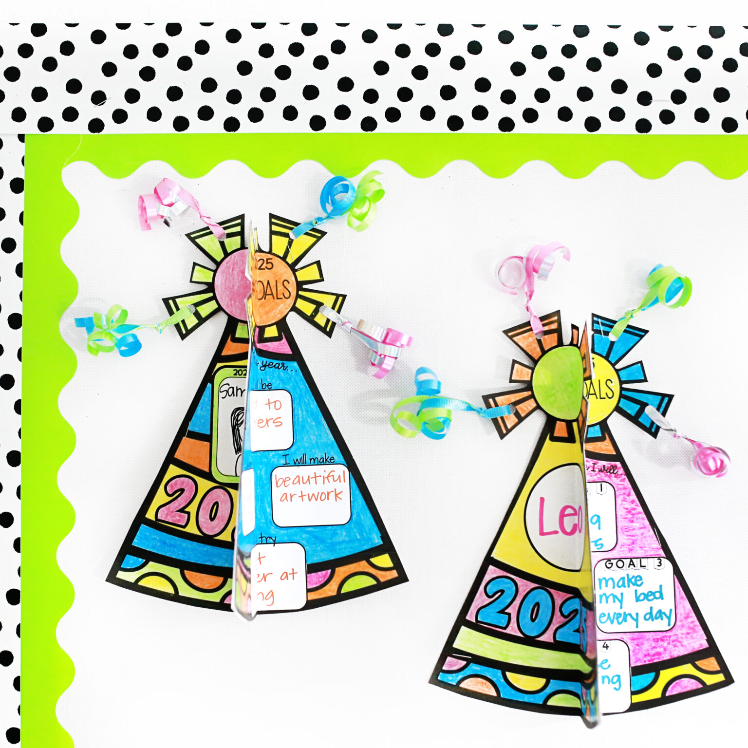 New Years 2025 Goals Hats 3D Writing Activity · Inspired Elementary