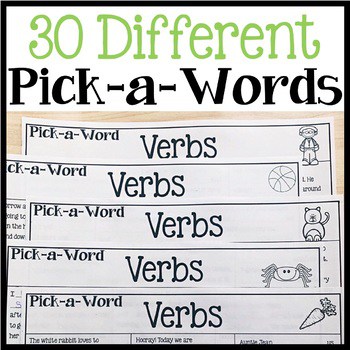 Pick-a-Word: Verbs (Verb Fill-In Activity) · Inspired Elementary