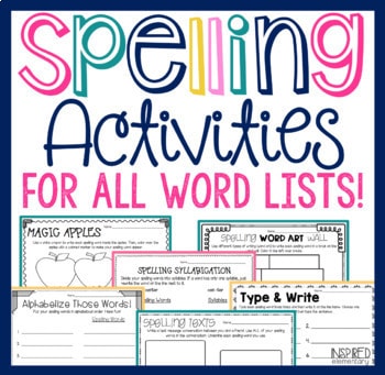 SPELLING ACTIVITIES - NO PREP - For ALL Word Lists (10, 15, 20 & 25 ...