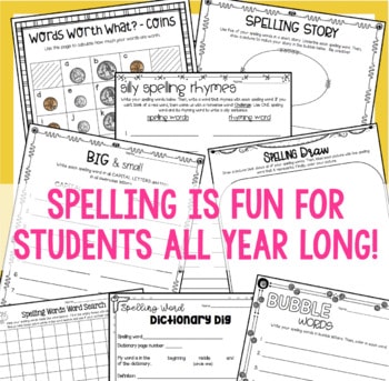 SPELLING ACTIVITIES - NO PREP - For ALL Word Lists (10, 15, 20 & 25 ...