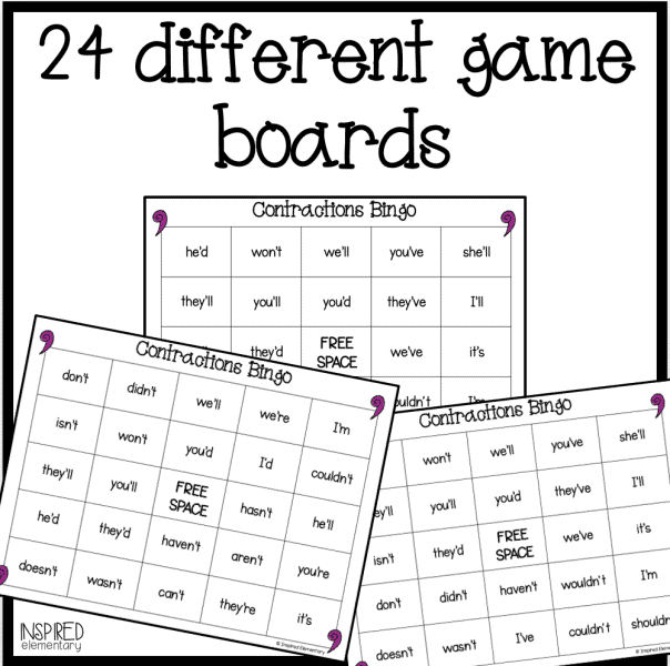 Contractions Bingo! · Inspired Elementary