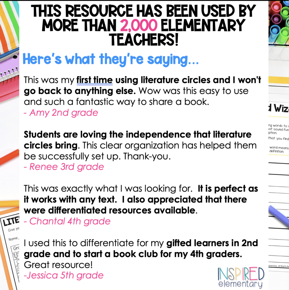 Literature Circles: Job Sheets and More! · Inspired Elementary