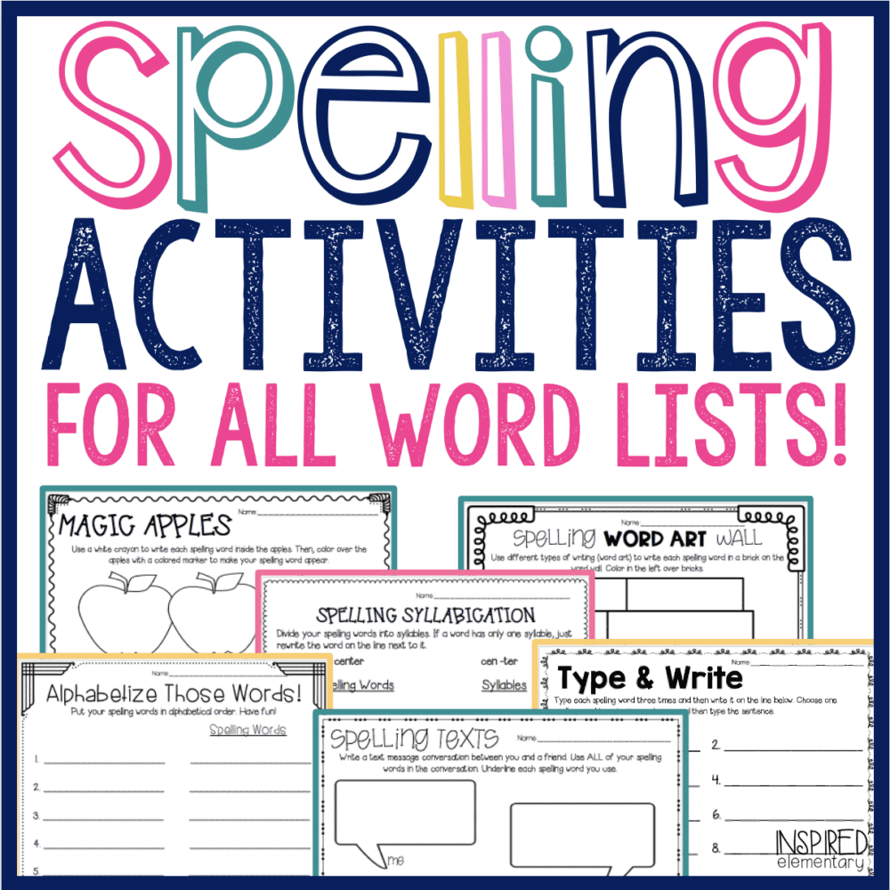 SPELLING ACTIVITIES - NO PREP - For ALL Word Lists (10, 15, 20 & 25 ...