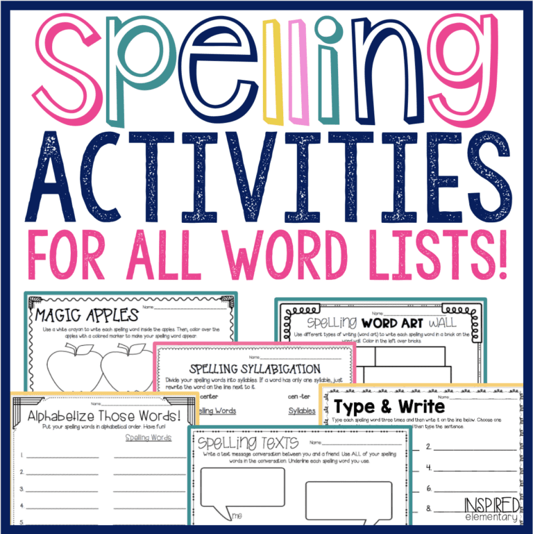 SPELLING ACTIVITIES - NO PREP - For ALL Word Lists (10, 15, 20 & 25 ...