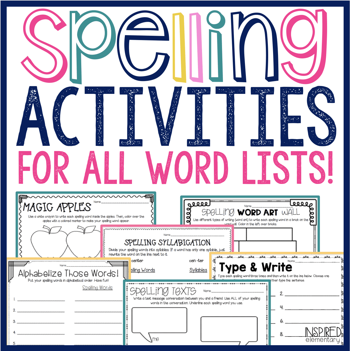 SPELLING ACTIVITIES - NO PREP - For ALL Word Lists (10, 15, 20 & 25 ...