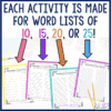 SPELLING ACTIVITIES - NO PREP - For ALL Word Lists (10, 15, 20 & 25 ...