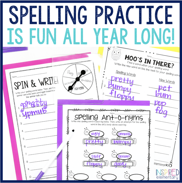 SPELLING ACTIVITIES - NO PREP - For ALL Word Lists (10, 15, 20 & 25 ...