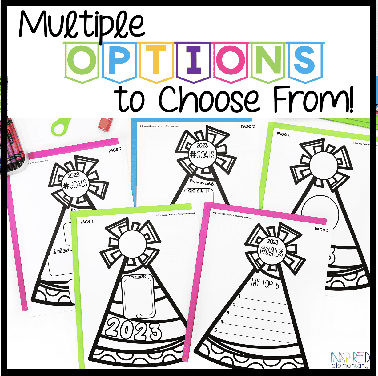 New Years 2023 Goals Hats 3D Writing Activity · Inspired Elementary