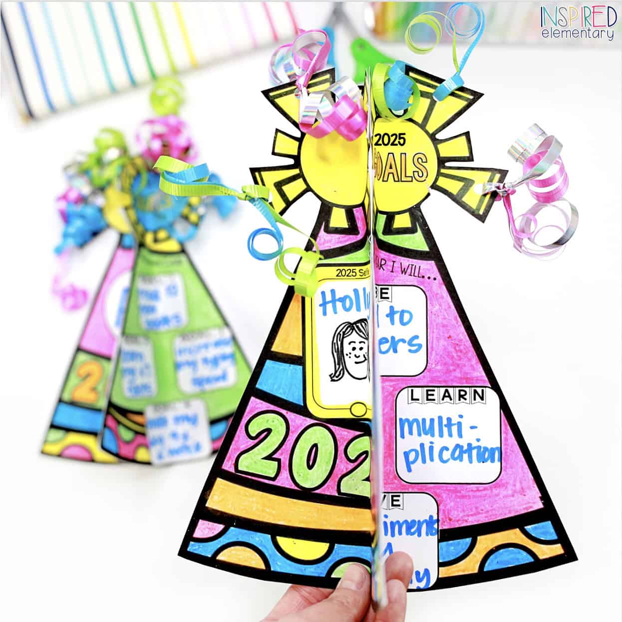 New Years 2025 Goals Hats 3D Writing Activity · Inspired Elementary