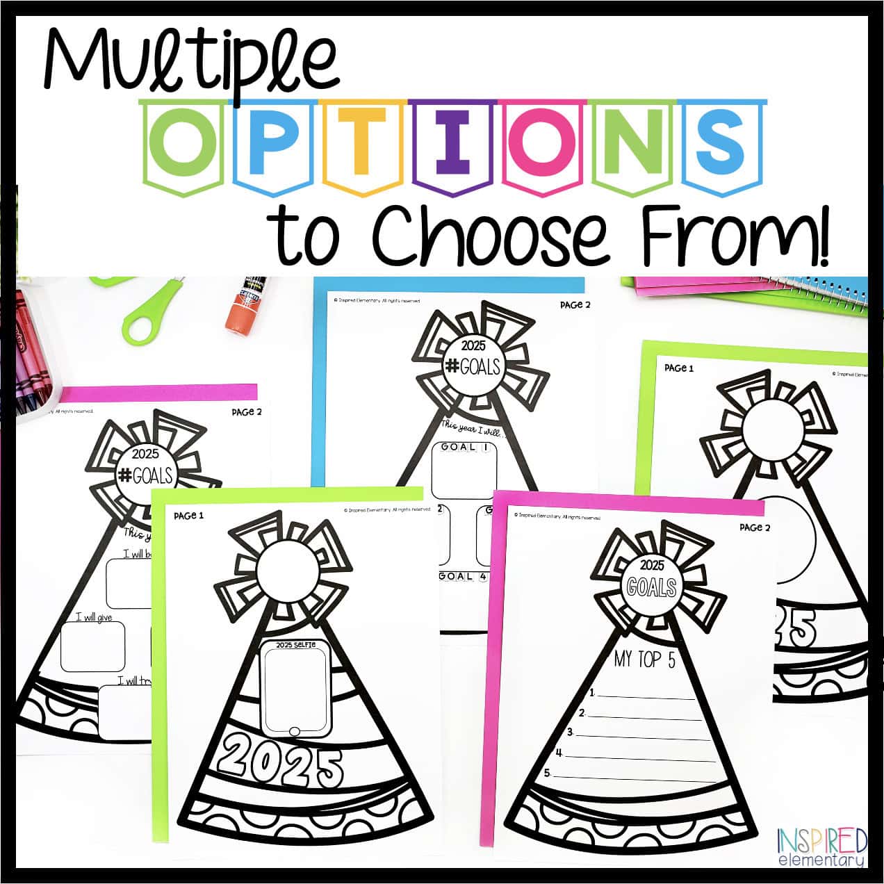 New Years 2025 Goals Hats 3D Writing Activity · Inspired Elementary