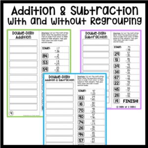 Double Digit Addition and Subtraction WITH REGROUPING Solve It Strips ...
