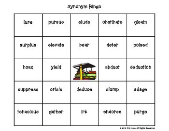 Synonym Bingo Level Three · Inspired Elementary