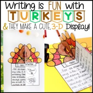 Thanksgiving Writing Activities 3-D Turkeys · Inspired Elementary