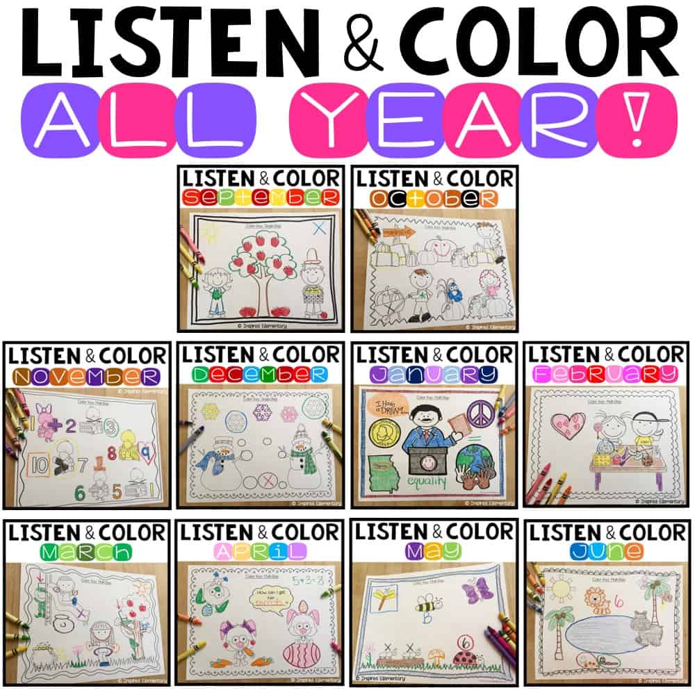 Listen and Color Through the Year BUNDLE | Following Directions ...