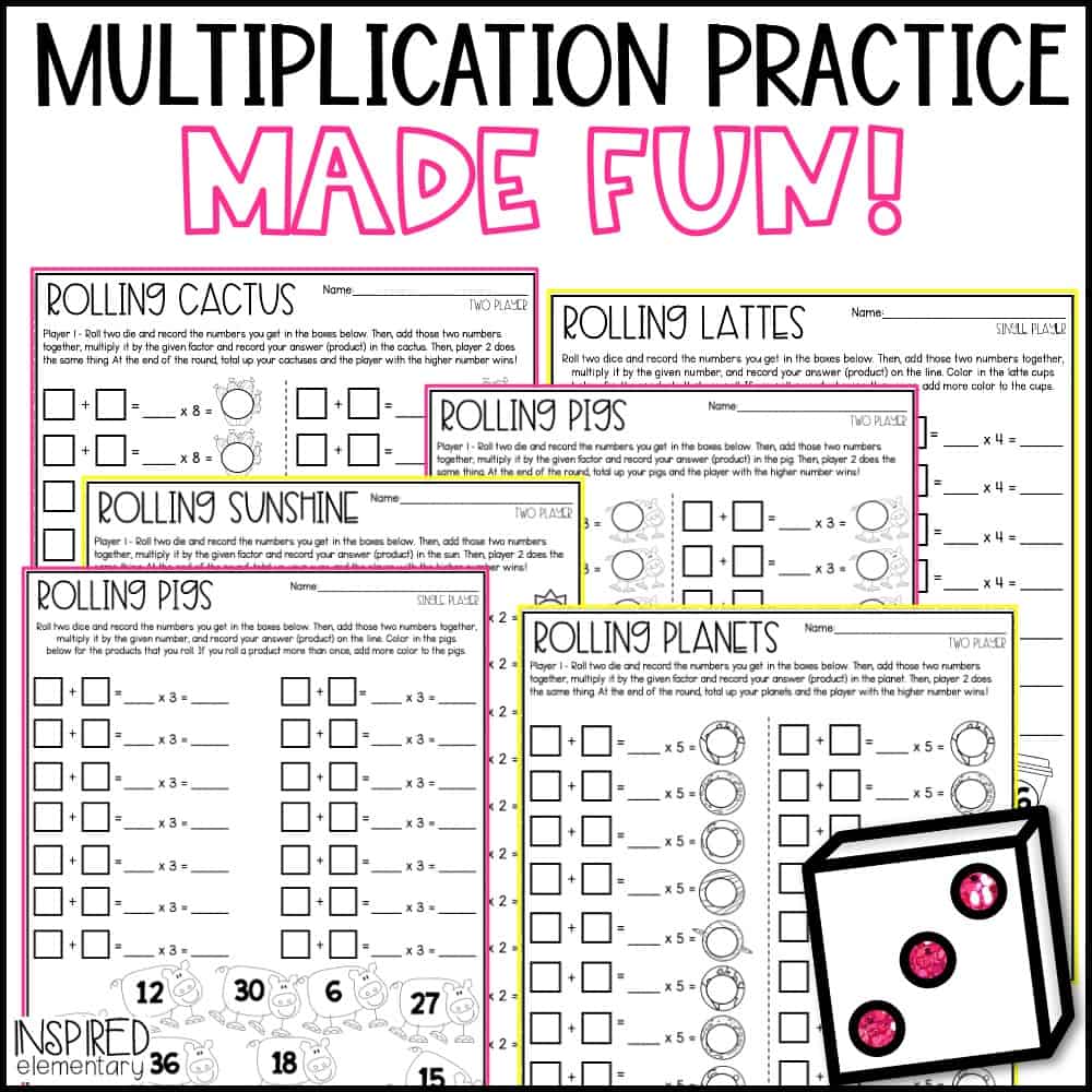 Multiplication Rolling Facts: Multiplication Facts to 12 · Inspired ...