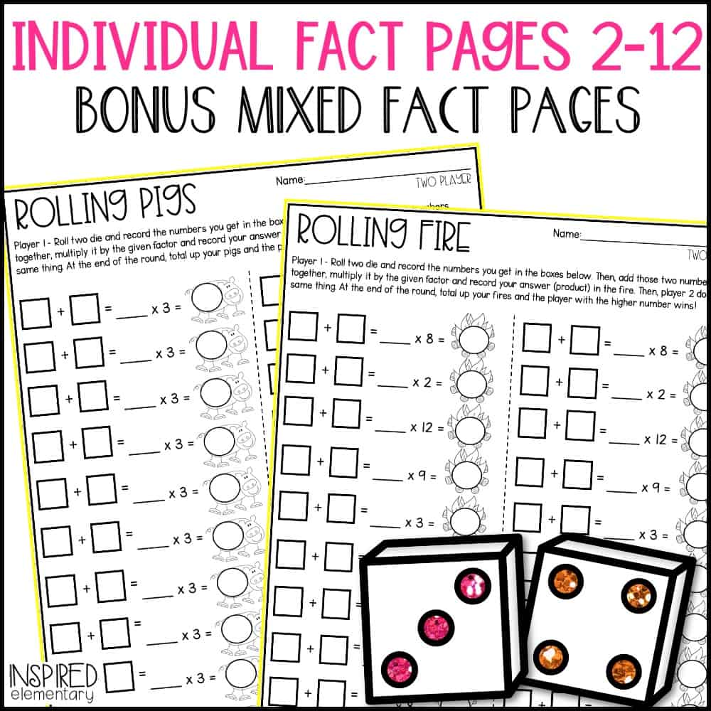 Multiplication Rolling Facts: Multiplication Facts to 12 · Inspired ...