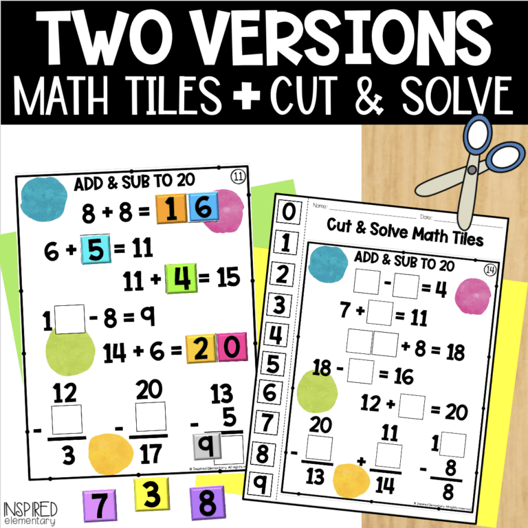 Math Tiles Addition and Subtraction to 20 · Inspired Elementary