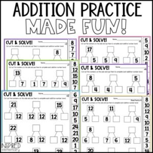 Addition Math Facts | Cut & Solve Addition Facts Practice · Inspired ...