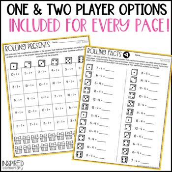 Subtraction Math Facts | Subtraction Games | Rolling Facts · Inspired ...