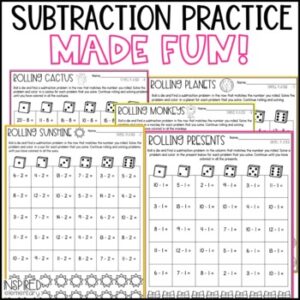 Subtraction Math Facts | Subtraction Games | Rolling Facts · Inspired ...