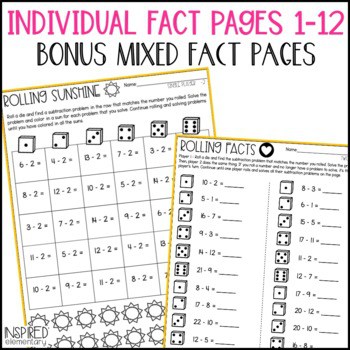 Subtraction Math Facts | Subtraction Games | Rolling Facts · Inspired ...