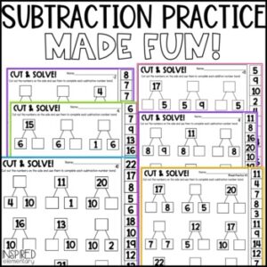 Subtraction Math Facts | Subtraction Practice | Cut & Solve · Inspired ...