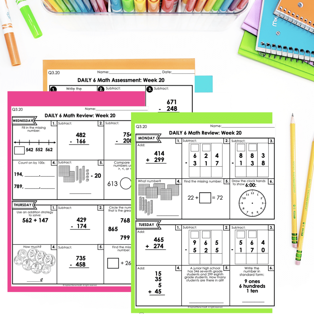 2nd Grade Spiral Math Review DAILY 6 Morning Work Math Warm Up ...